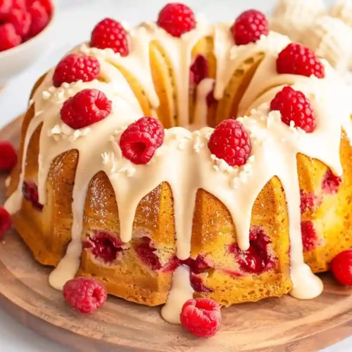 White Chocolate Raspberry Nothing Bundt Cake Copycat - Easy